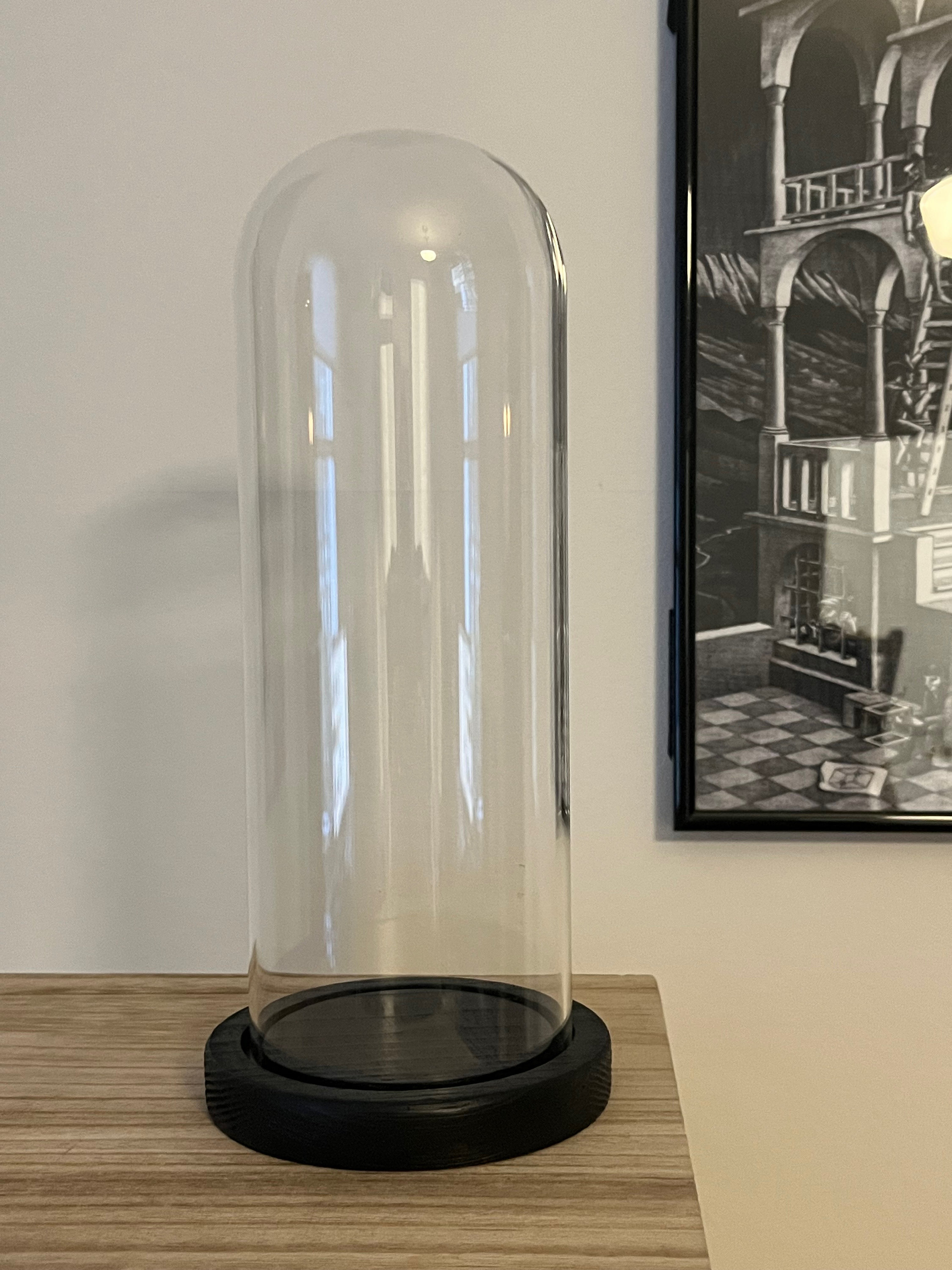 Tall Glass Dome With Black Wooden Base 25 V 9 Cm h, W Long Tall Bell ...