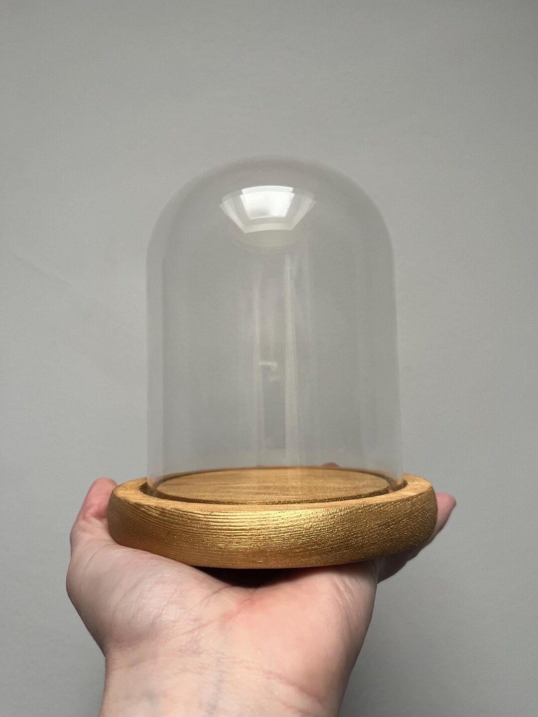 Medium Bell Jar With Gold Wood Base 14 V 12 Cm h, W Small Glass Dome ...