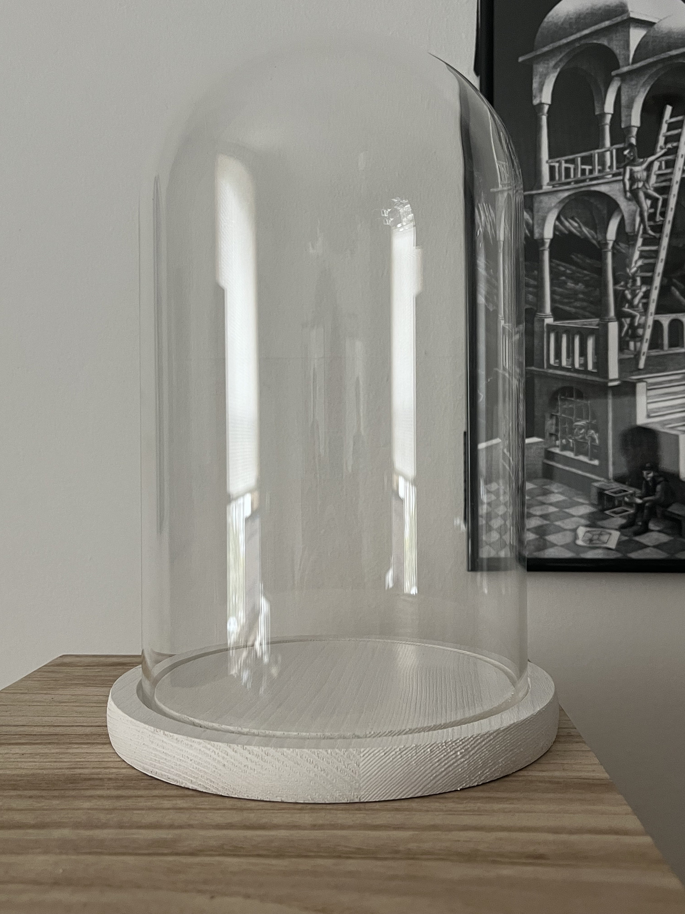 Large Glass Dome With White Wooden Base 25 V 15 Cm h, W Extra Large ...