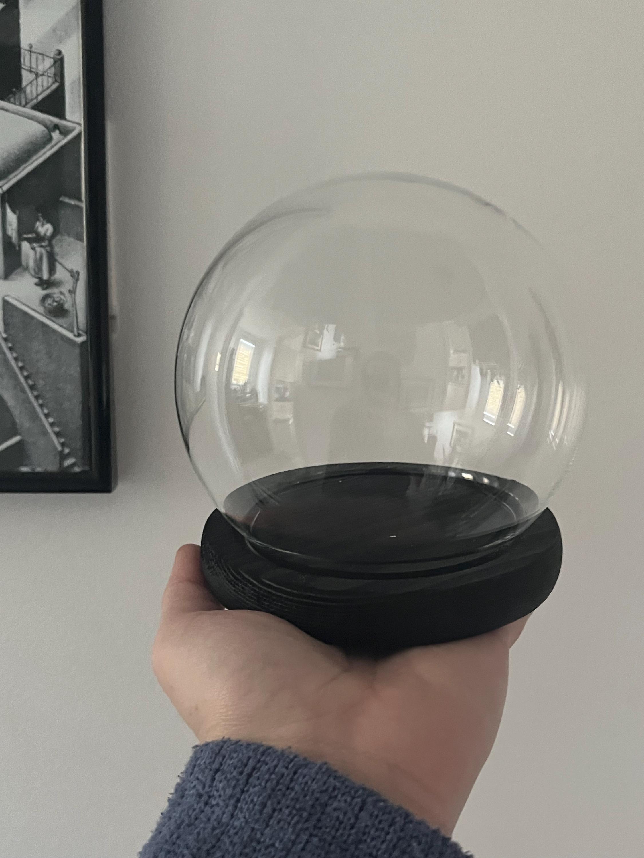 Medium Round Glass Dome With Black Wooden Base | 13 V 11 Cm (h, W ...