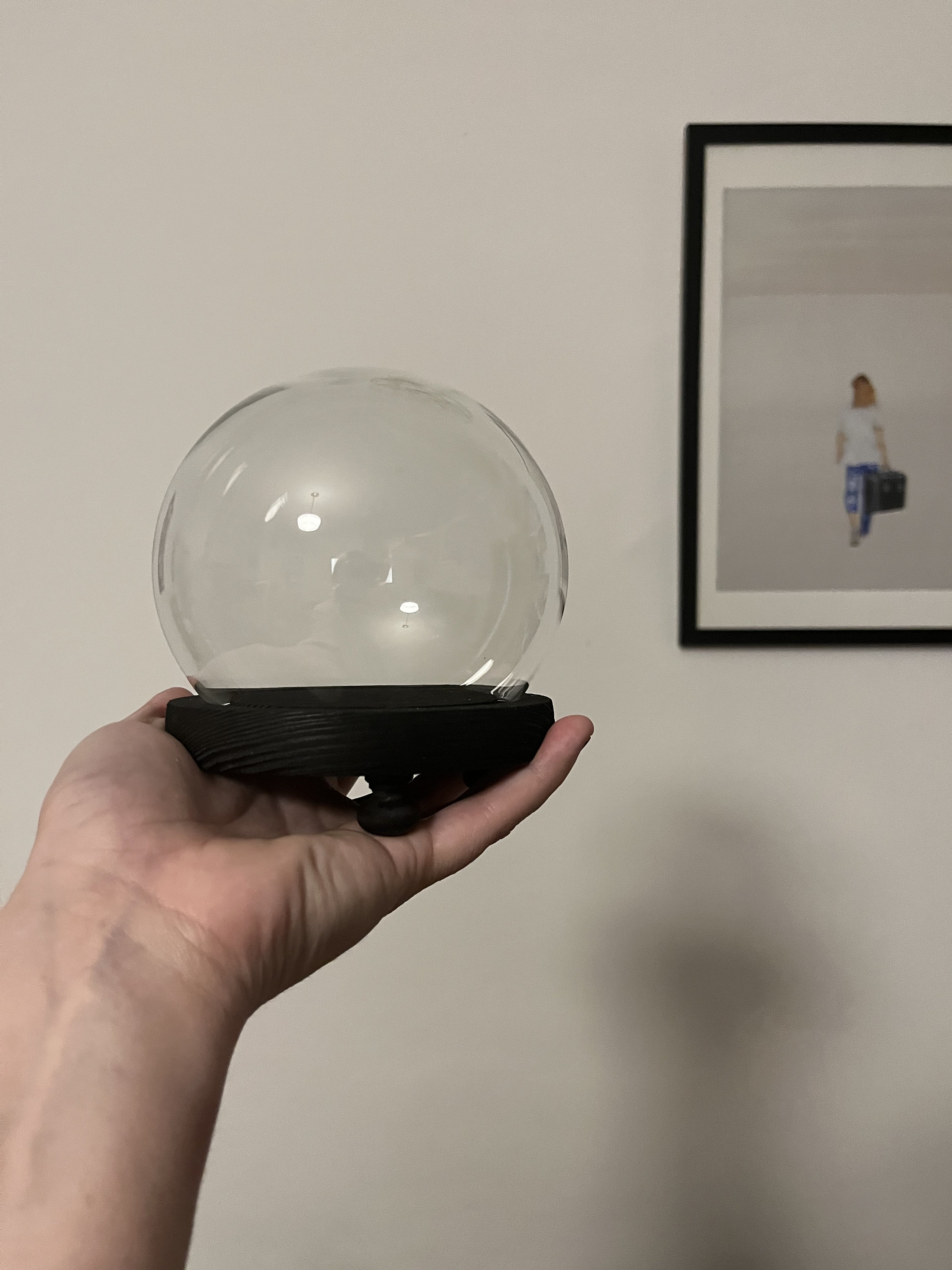 Circular Glass Dome With Black Wooden Base | 12 Cm Round | Small and ...