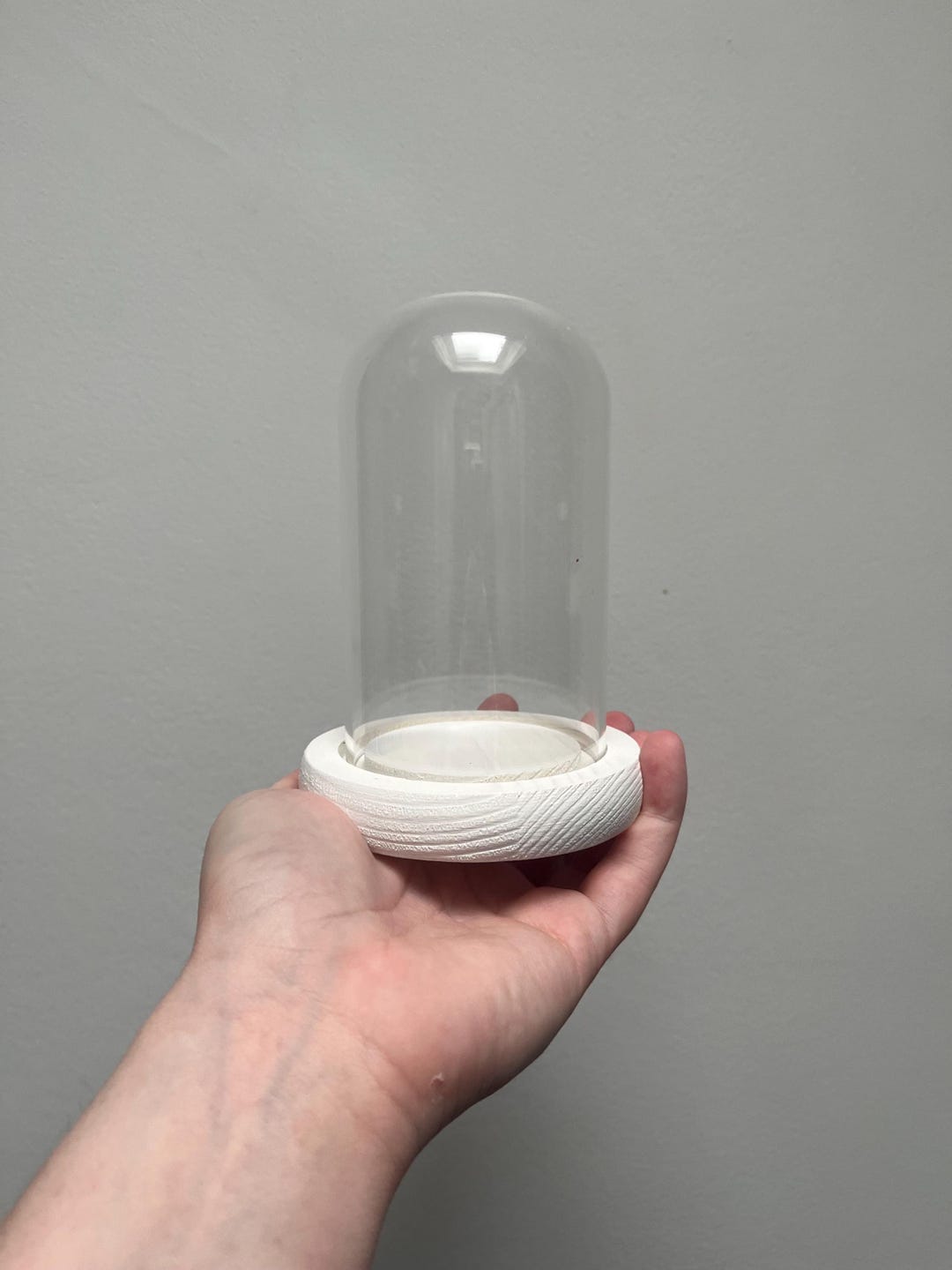 Extra Small Bell Jar With White Wood Base | 13 V 9 Cm (h, W) | Mini ...