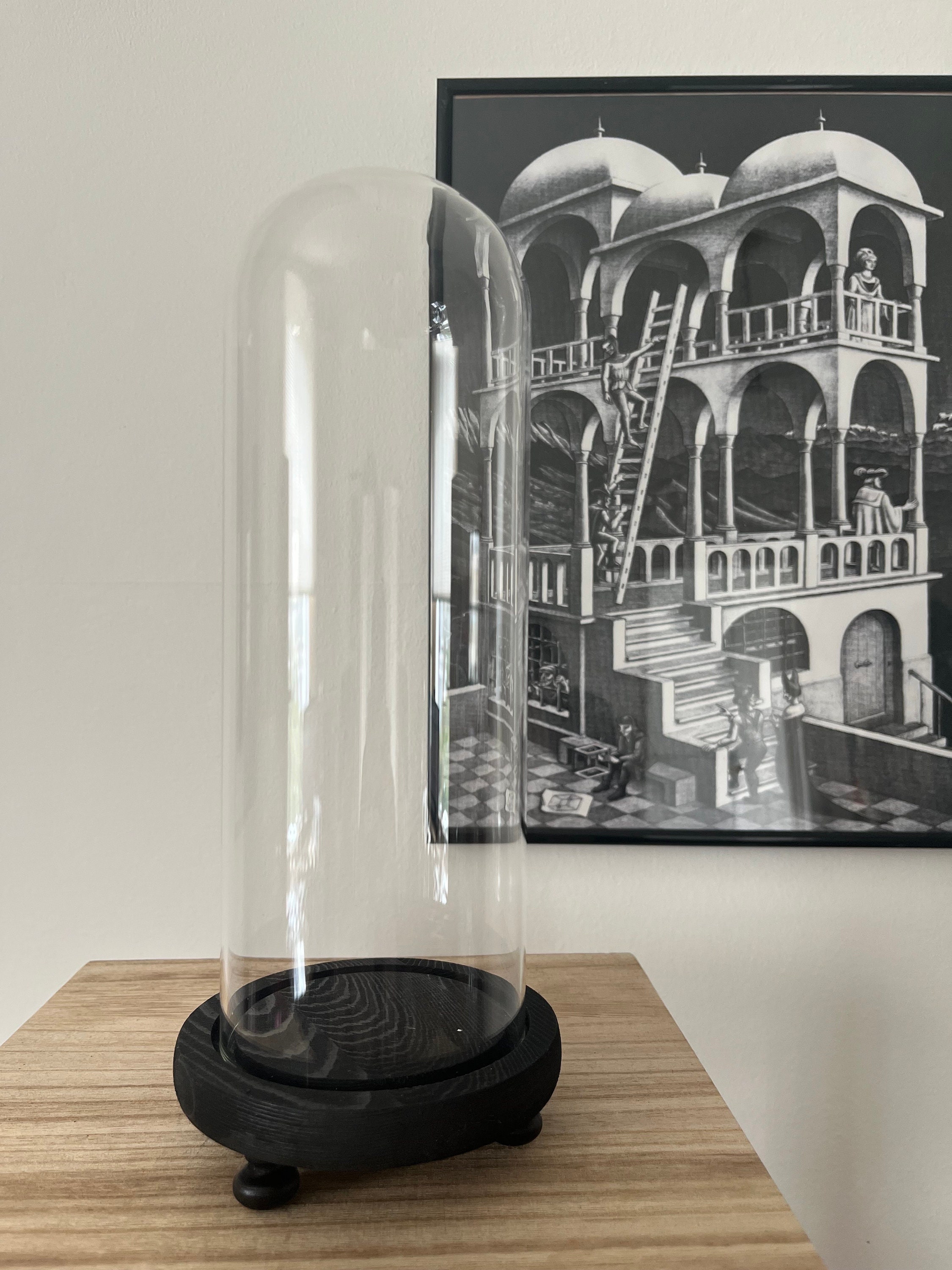 Tall Bell Jar With Black Wooden Base 29 V 11cm h, W Long Tall Glass ...
