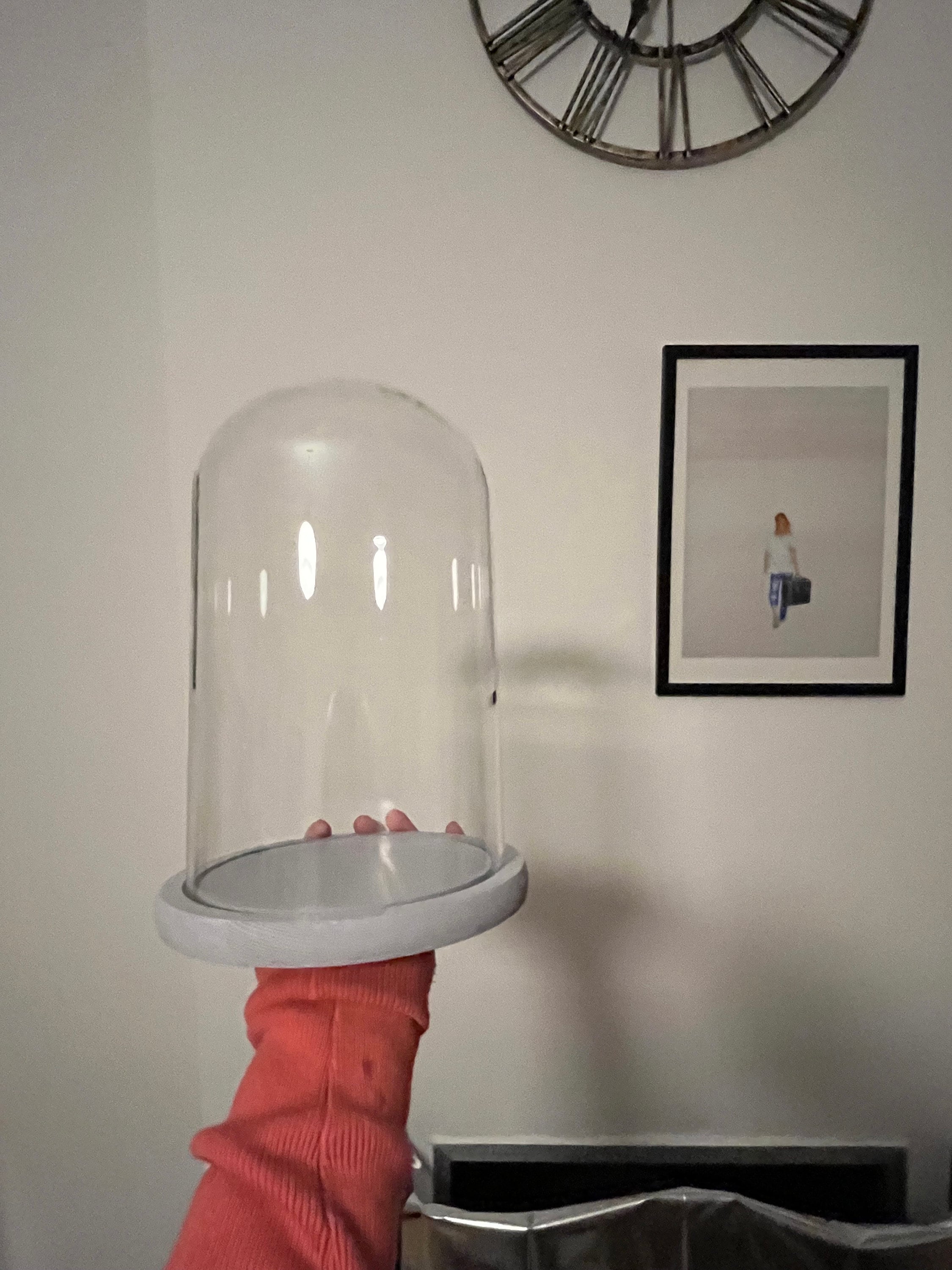 Large Glass Dome With Light Grey Wooden Base 25 V 15 Cm h, W Extra ...