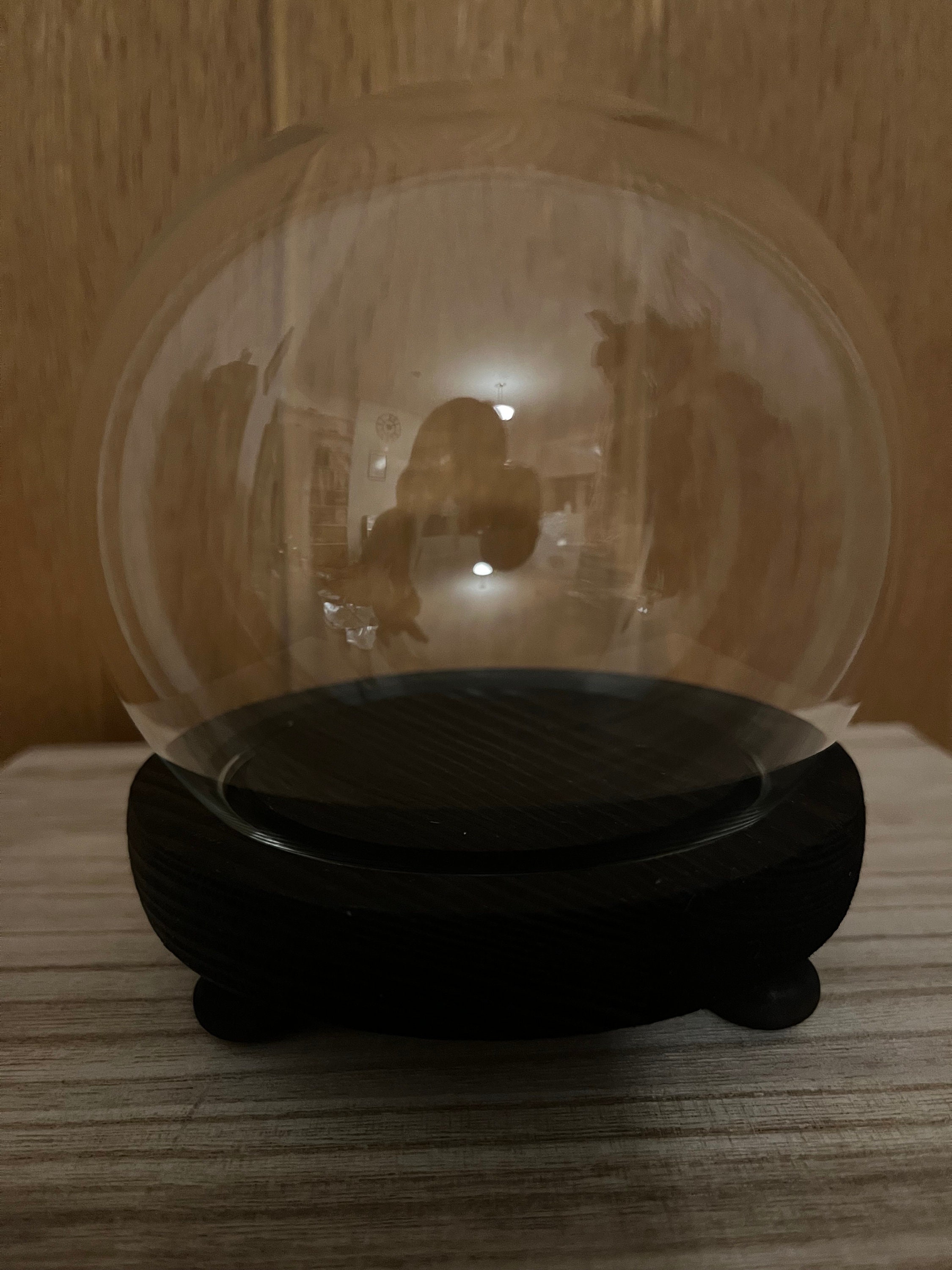 Circular Glass Dome With Black Wooden Base | 12 Cm Round | Small and ...
