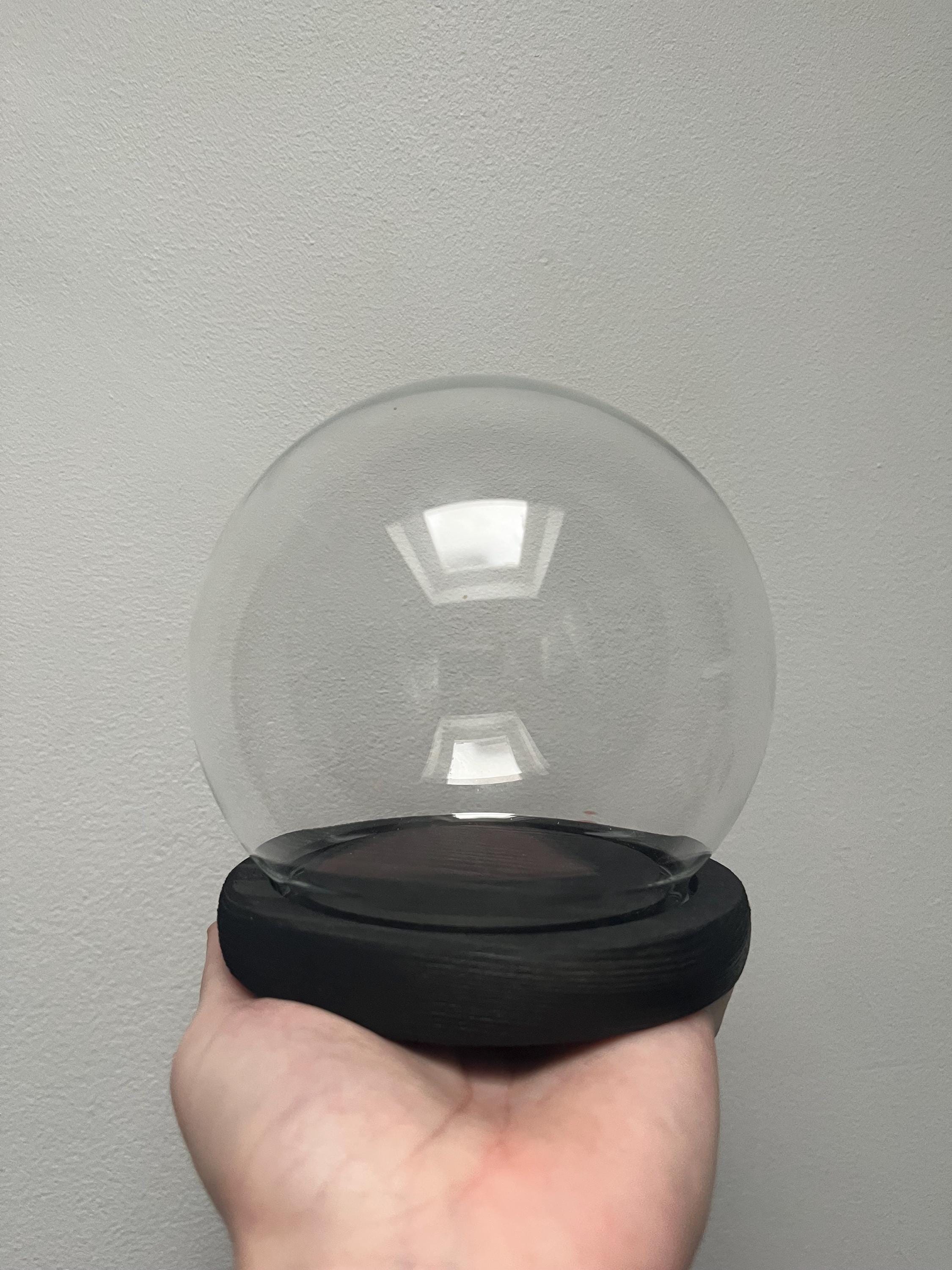 Medium Round Glass Dome With Black Wooden Base | 13 V 11 Cm (h, W ...