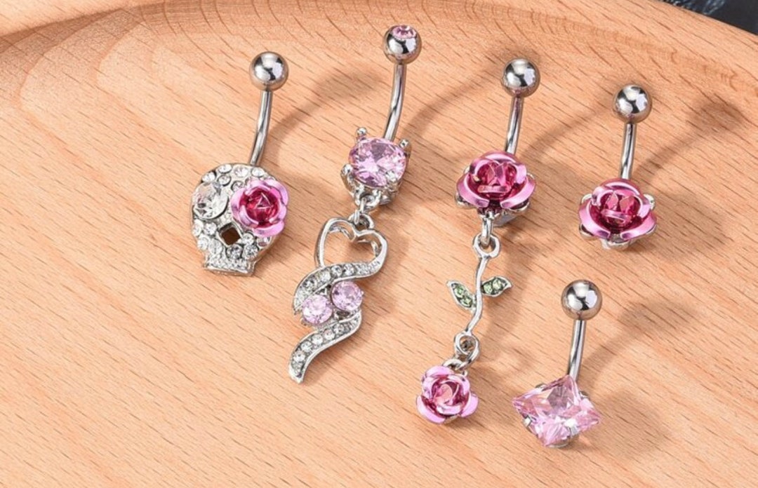 5pcs Pink Belly Rings - Etsy