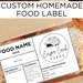 Custom Homemade Food Label Stickers - Etsy