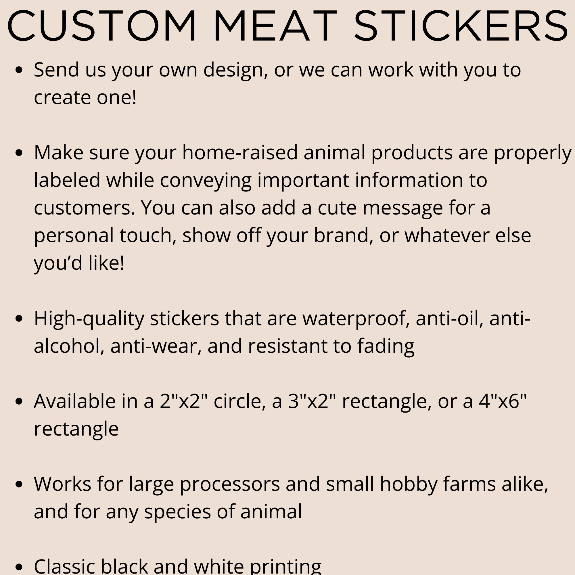 Custom Farm Fresh Meat Processing Sticker Label - Etsy
