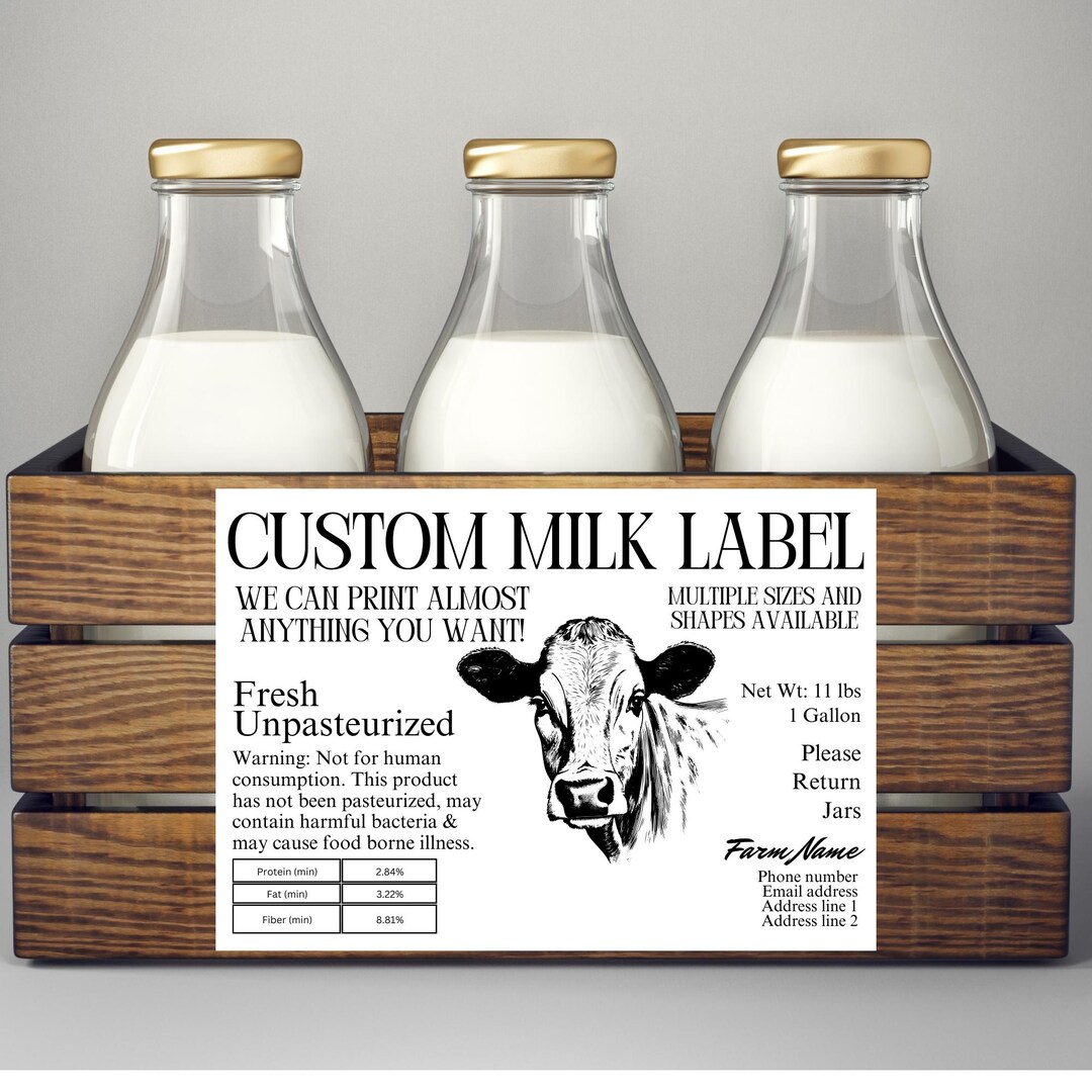 Custom Raw Milk Dairy Sticker Label - Etsy