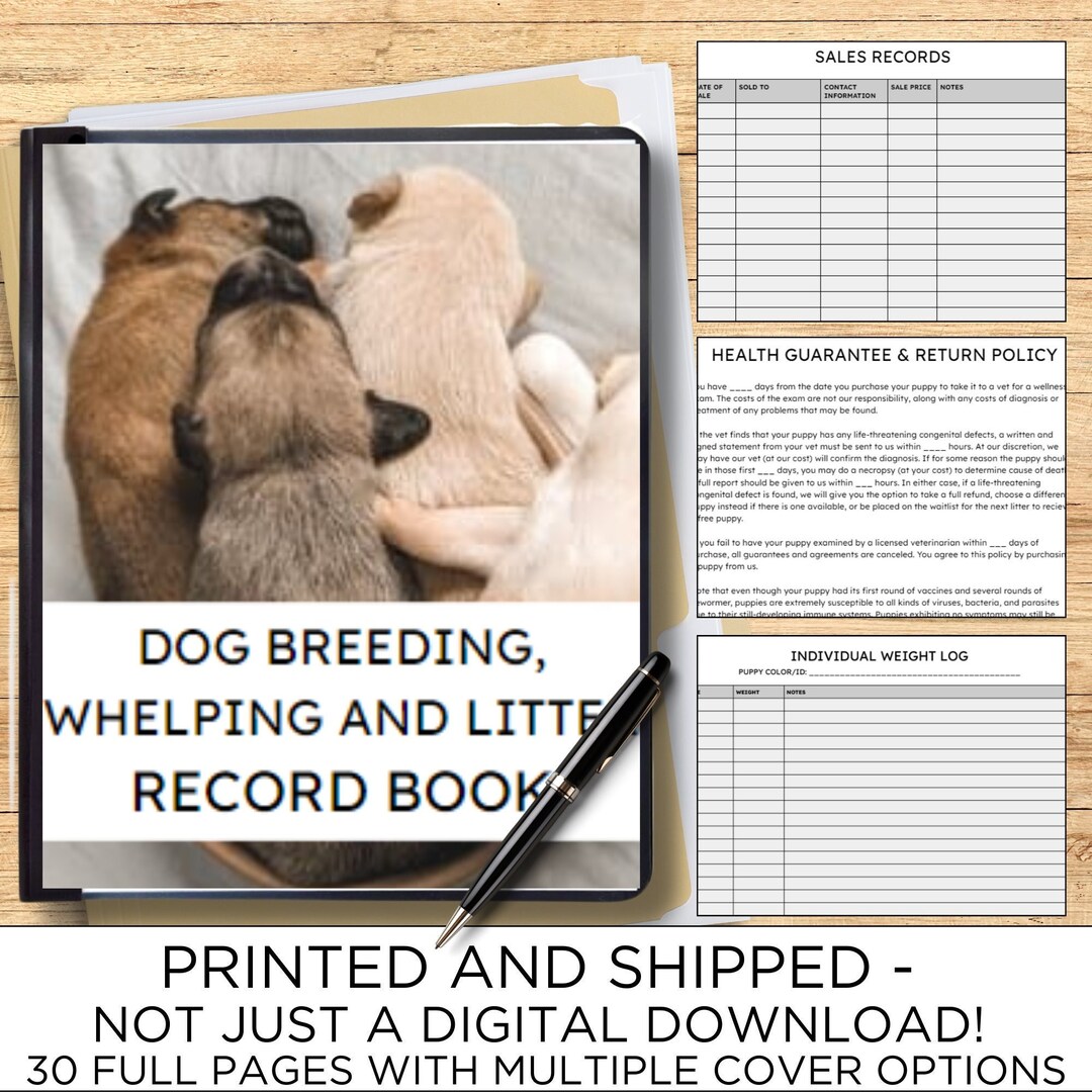 Dog Breeding, Whelping, and Litter Record Book Physical Copy - Etsy