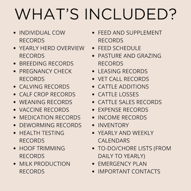 The Complete Cattle Record Book - Digital Copy - Etsy