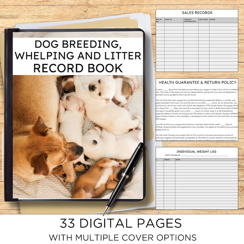 Dog Breeding, Whelping, and Litter Record Book - Digital Copy - Etsy