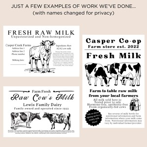 Custom Raw Milk Dairy Sticker Label - Etsy
