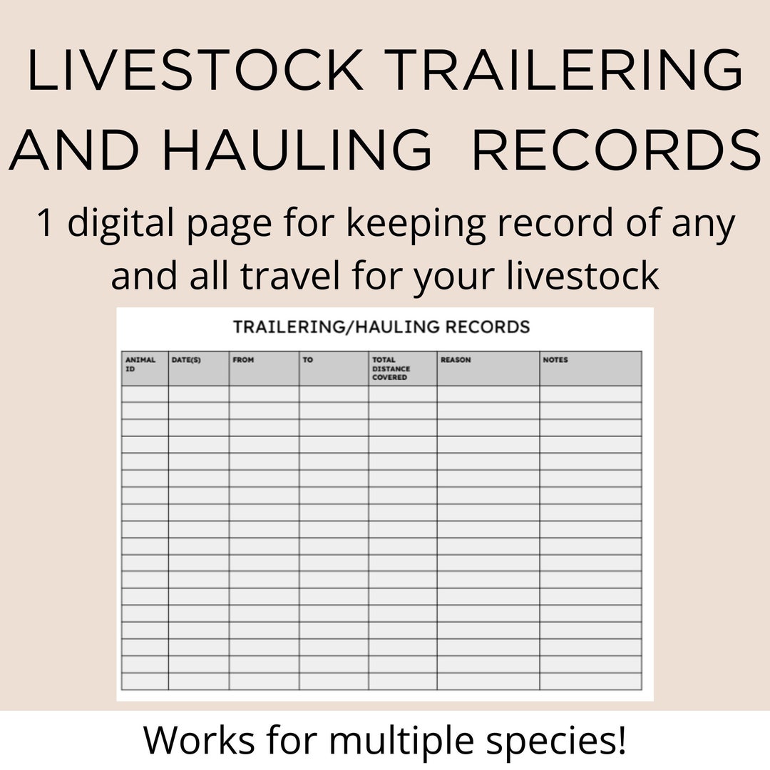 Livestock Trailering and Hauling Records - Etsy