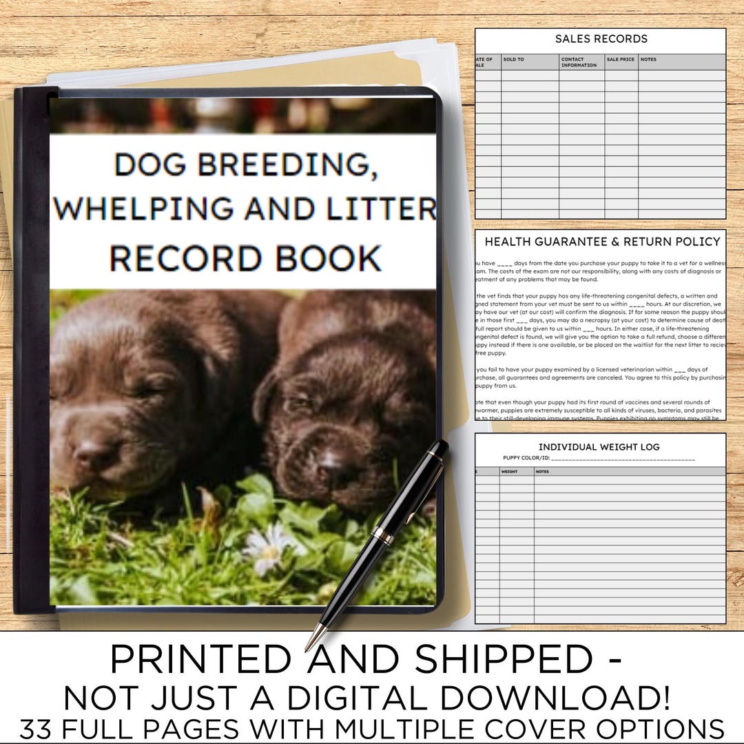 Dog Breeding, Whelping, and Litter Record Book - Physical Copy - Etsy