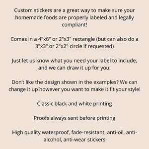 Custom Homemade Food Label Stickers - Etsy