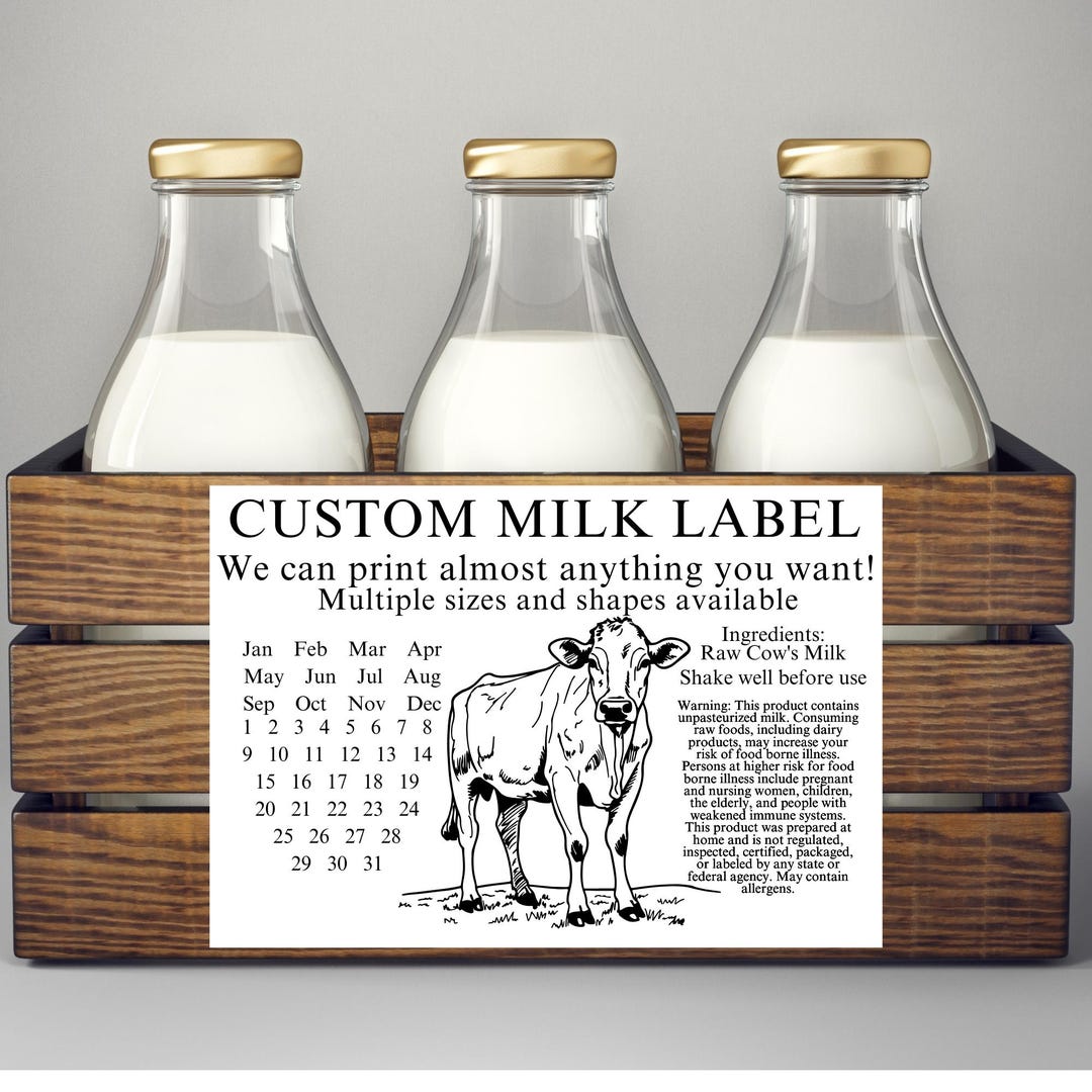 Custom Raw Milk Dairy Sticker Label - Etsy