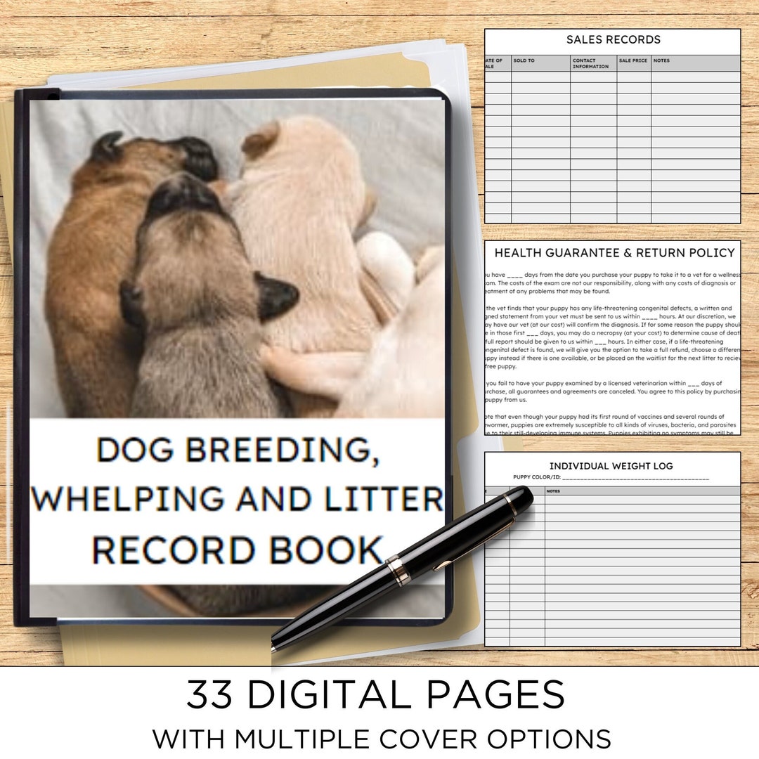 Dog Breeding, Whelping, and Litter Record Book Digital Copy - Etsy