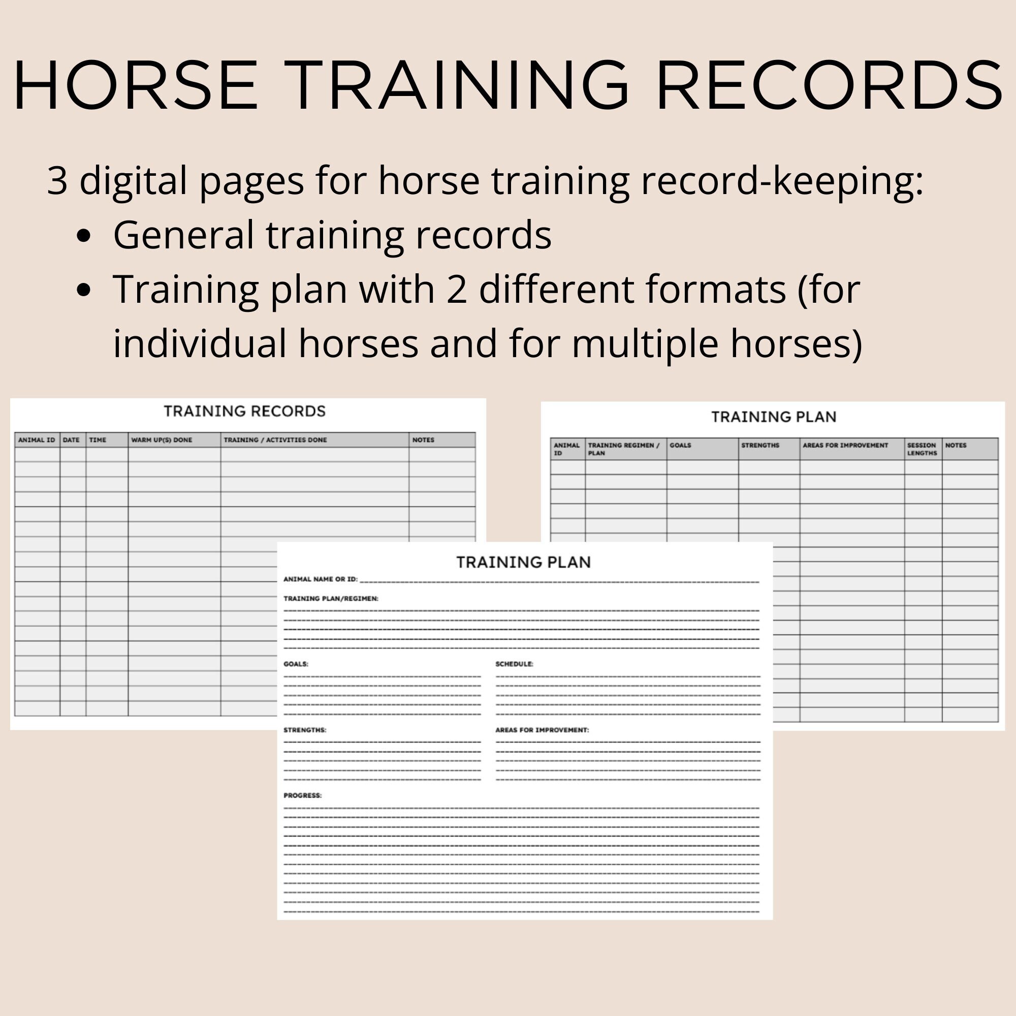 Horse Training Records - Etsy