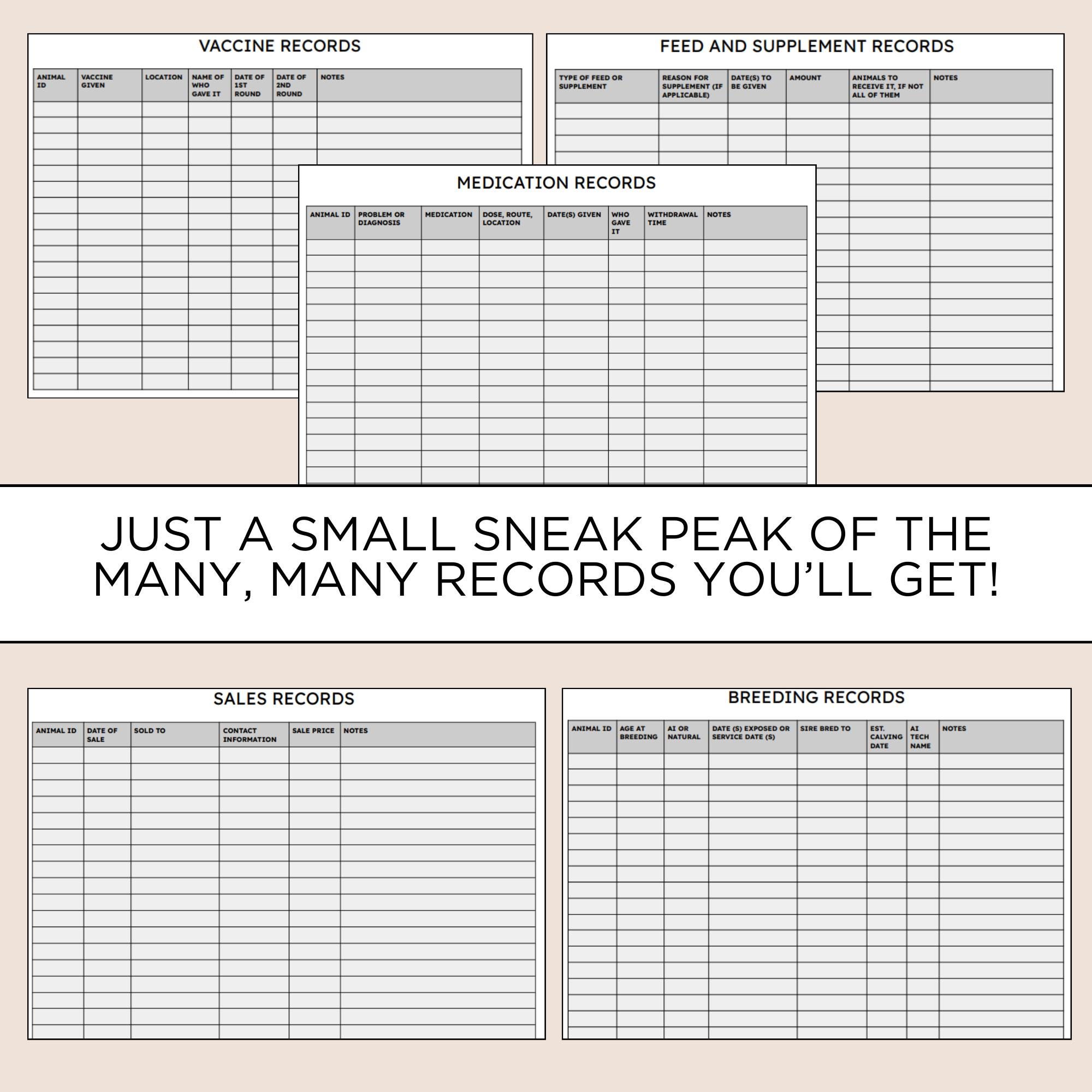 The Complete Cattle Record Book - Digital Copy - Etsy