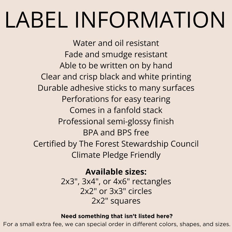 Custom Personalized Black and White Water-resistant Label Sticker for ...