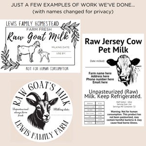 Custom Raw Milk Dairy Sticker Label - Etsy