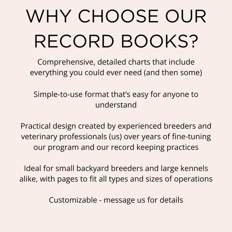 Dog Breeding, Whelping, and Litter Record Book - Digital Copy - Etsy Canada