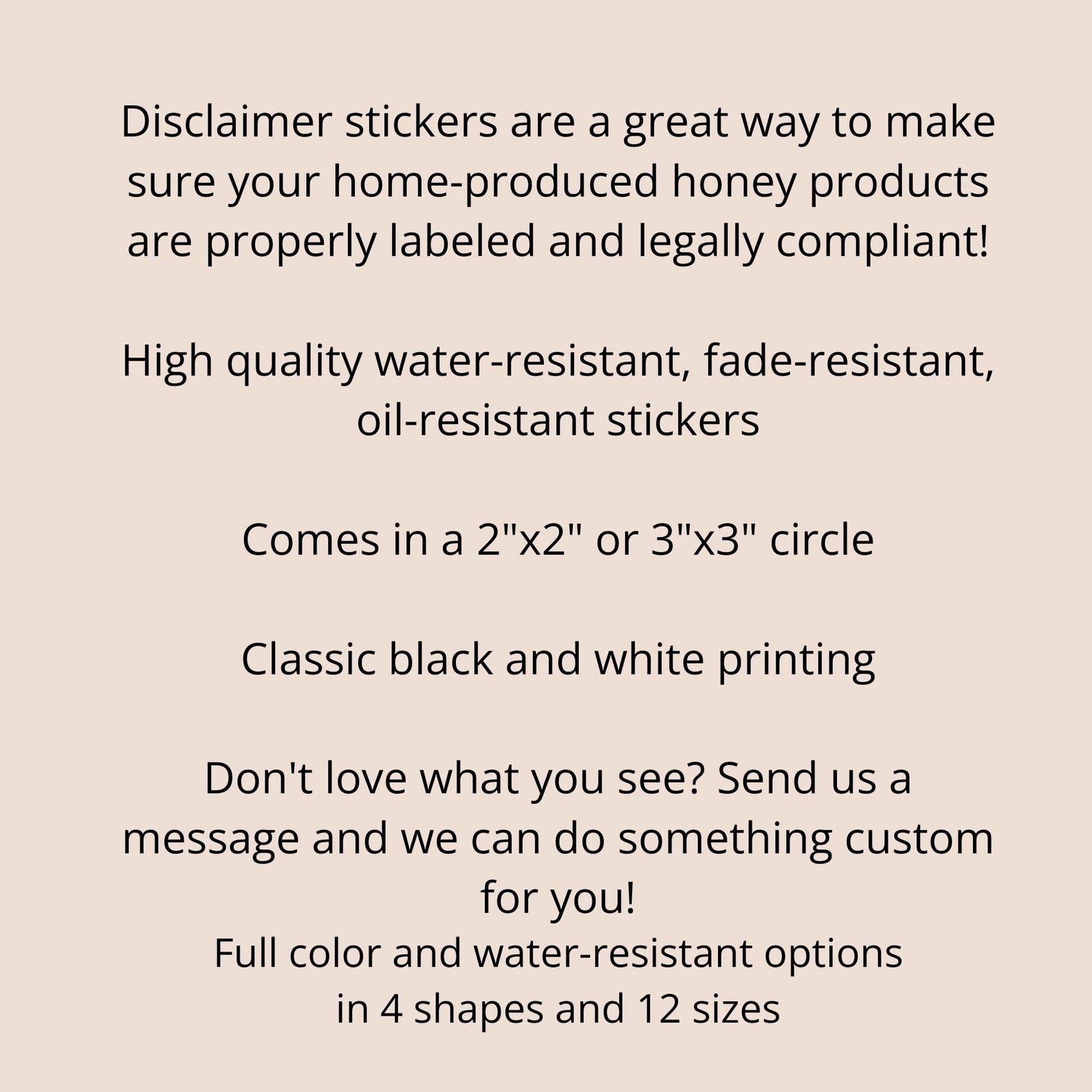 Honey Disclaimer Stickers - Etsy