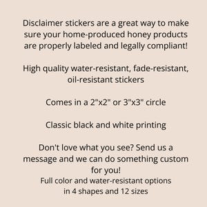 Honey Disclaimer Stickers - Etsy