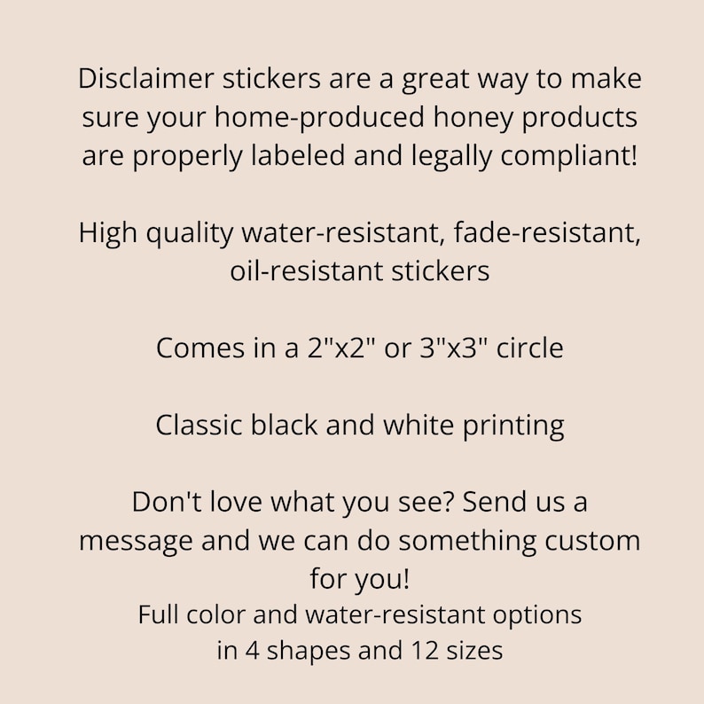 Honey Disclaimer Stickers - Etsy