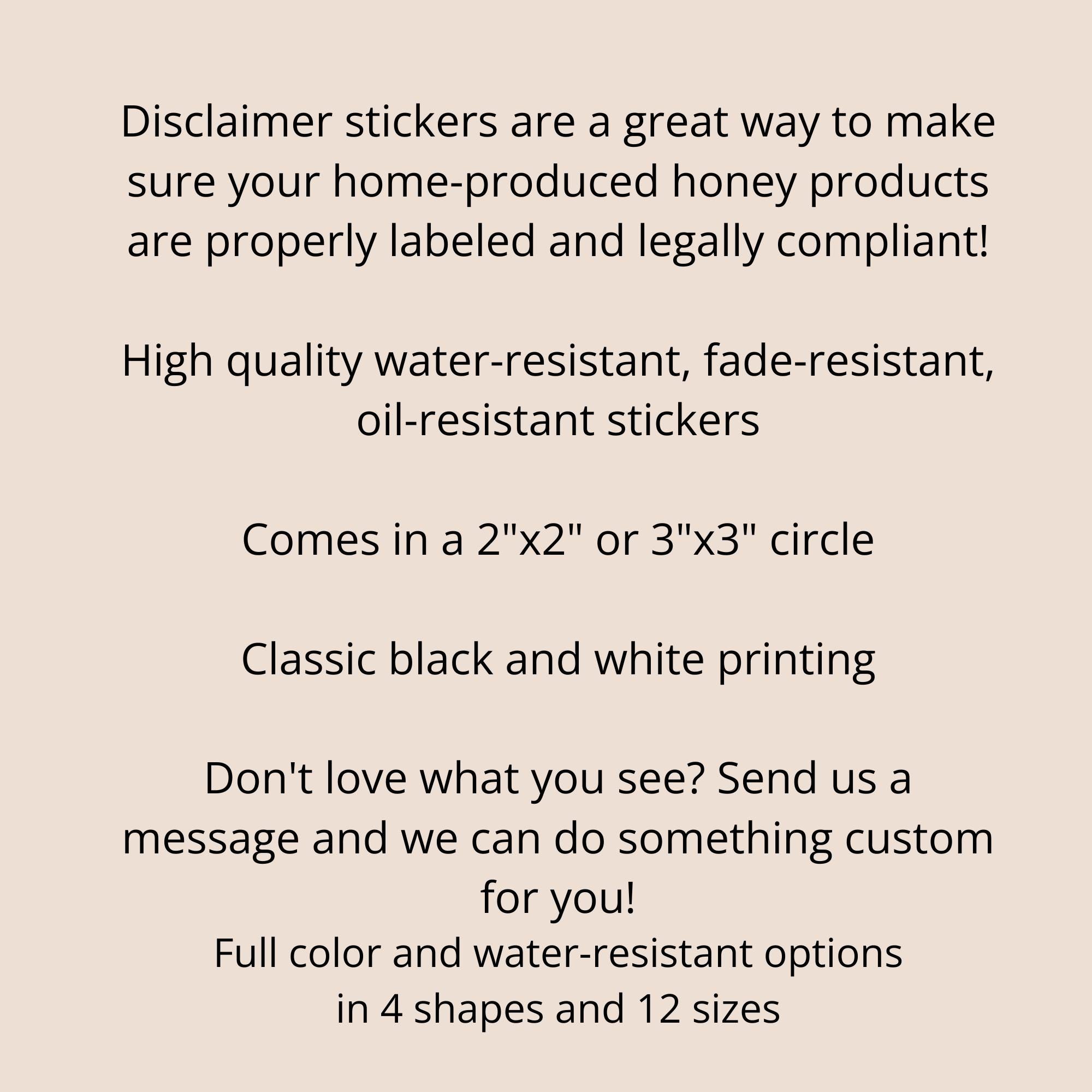 Honey Disclaimer Stickers - Etsy
