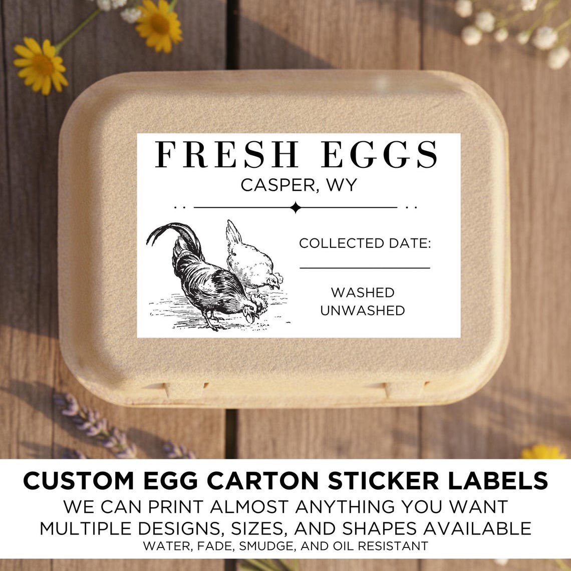 Custom Personalized Black and White Water-resistant Label Sticker for ...