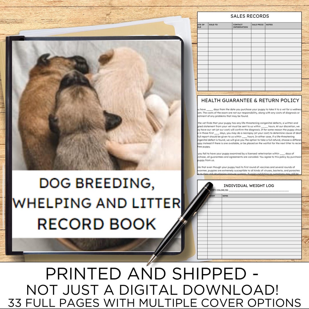 Dog Breeding, Whelping, and Litter Record Book - Physical Copy - Etsy