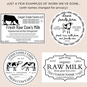 Custom Raw Milk Dairy Sticker Label - Etsy