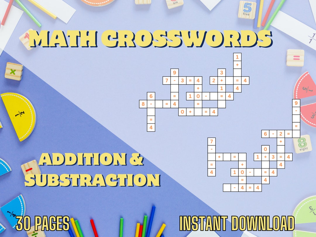 Math Crossword Printables for 1st-2nd Graders Addition & Subtraction ...