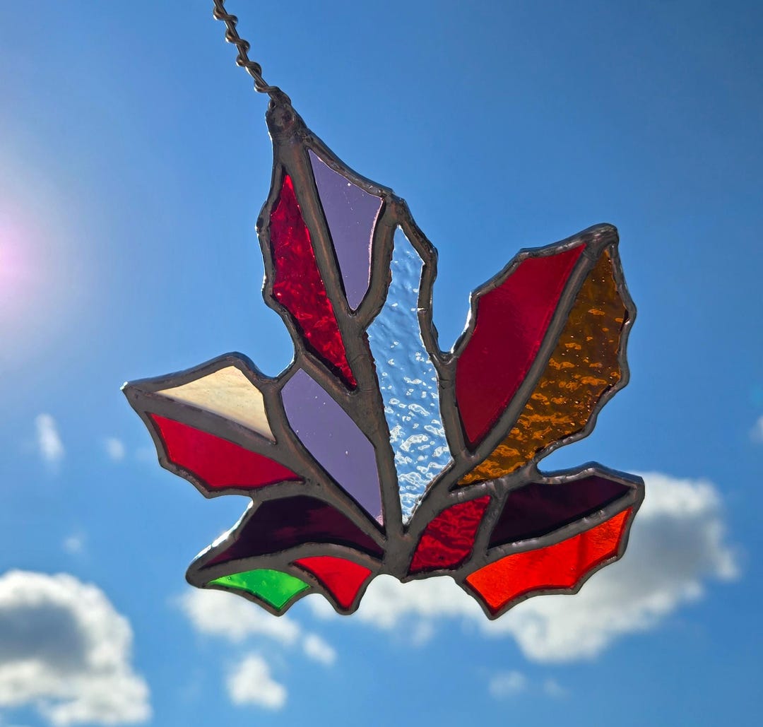 Autumn Maple Leaf Fall Leaf Stained Glass Suncatcher - Etsy