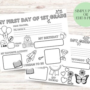 Editable Back to School Coloring Page Template / Canva Editable First ...