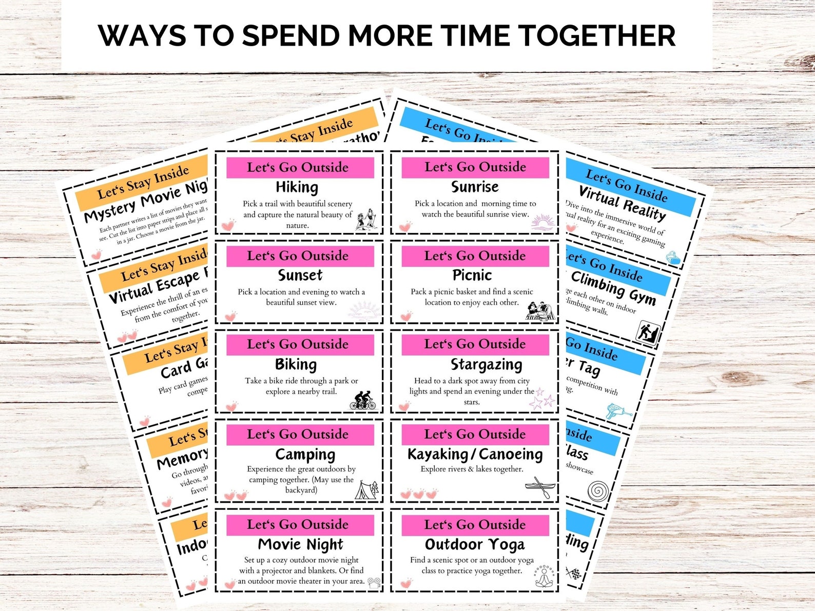 Date Night Cards I Printable Date Night Coupons for Couples I 180 ...