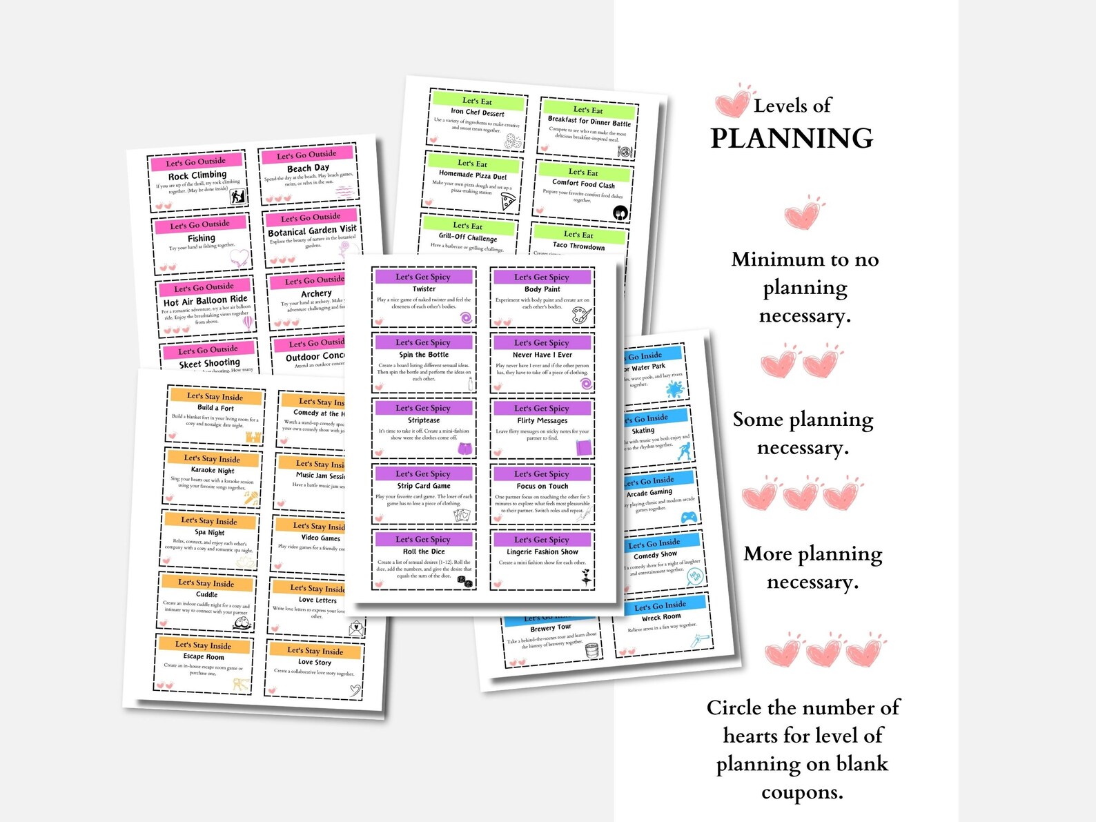 Date Night Cards I Printable Date Night Coupons for Couples I 180 ...