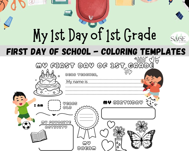 Editable Back to School Coloring Page Template / Canva Editable First ...