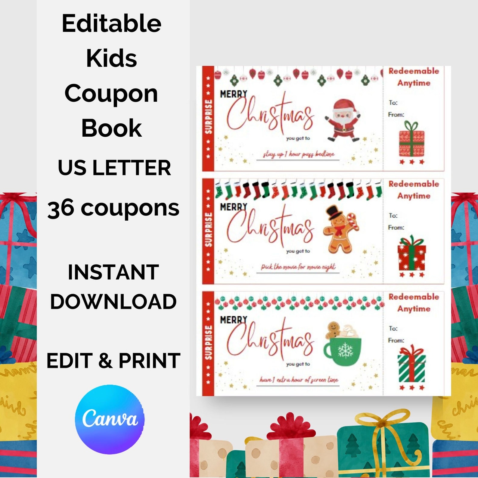 Editable Christmas Coupons for Kids I Christmas Coupon Template I ...