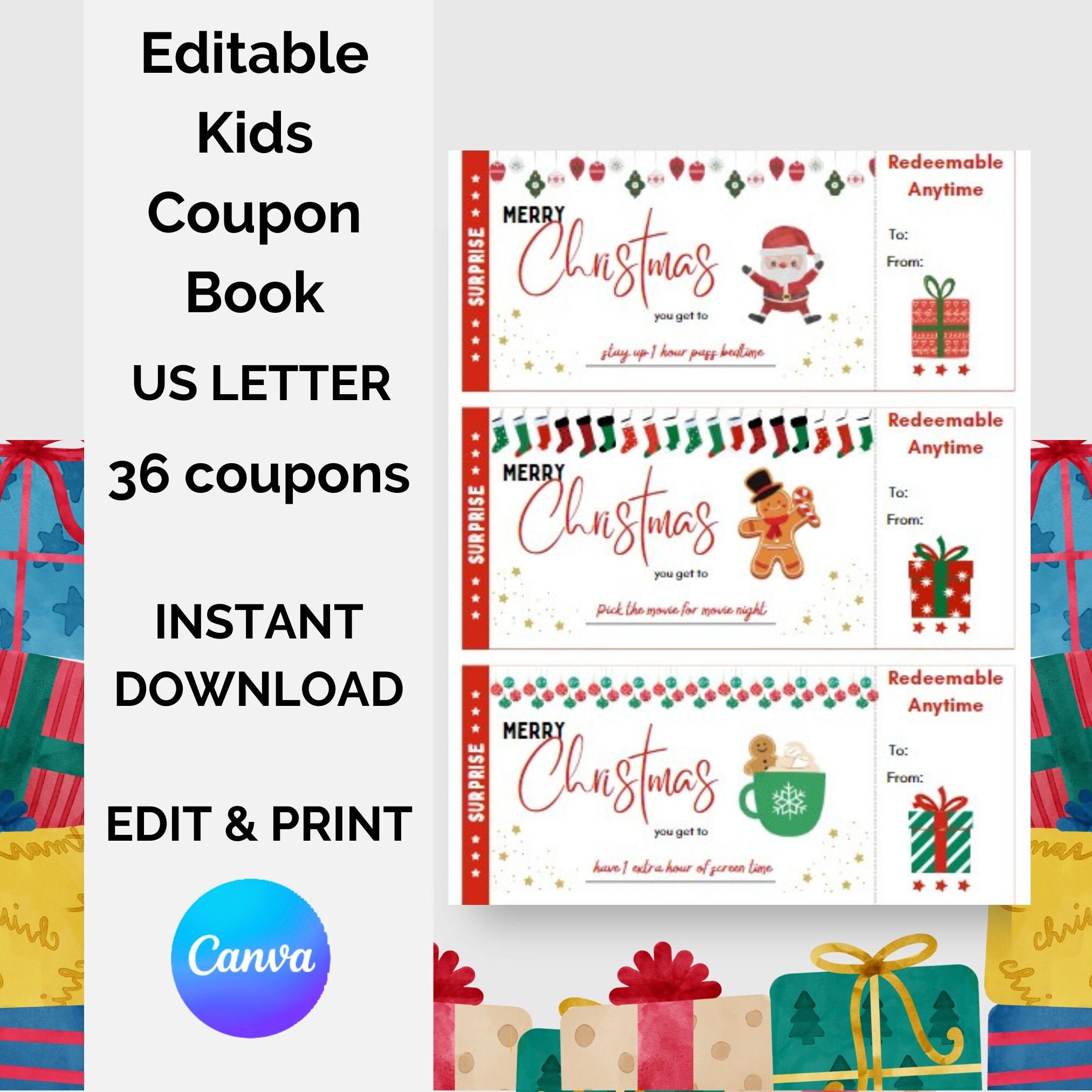 Editable Christmas Coupons for Kids I Christmas Coupon Template I ...