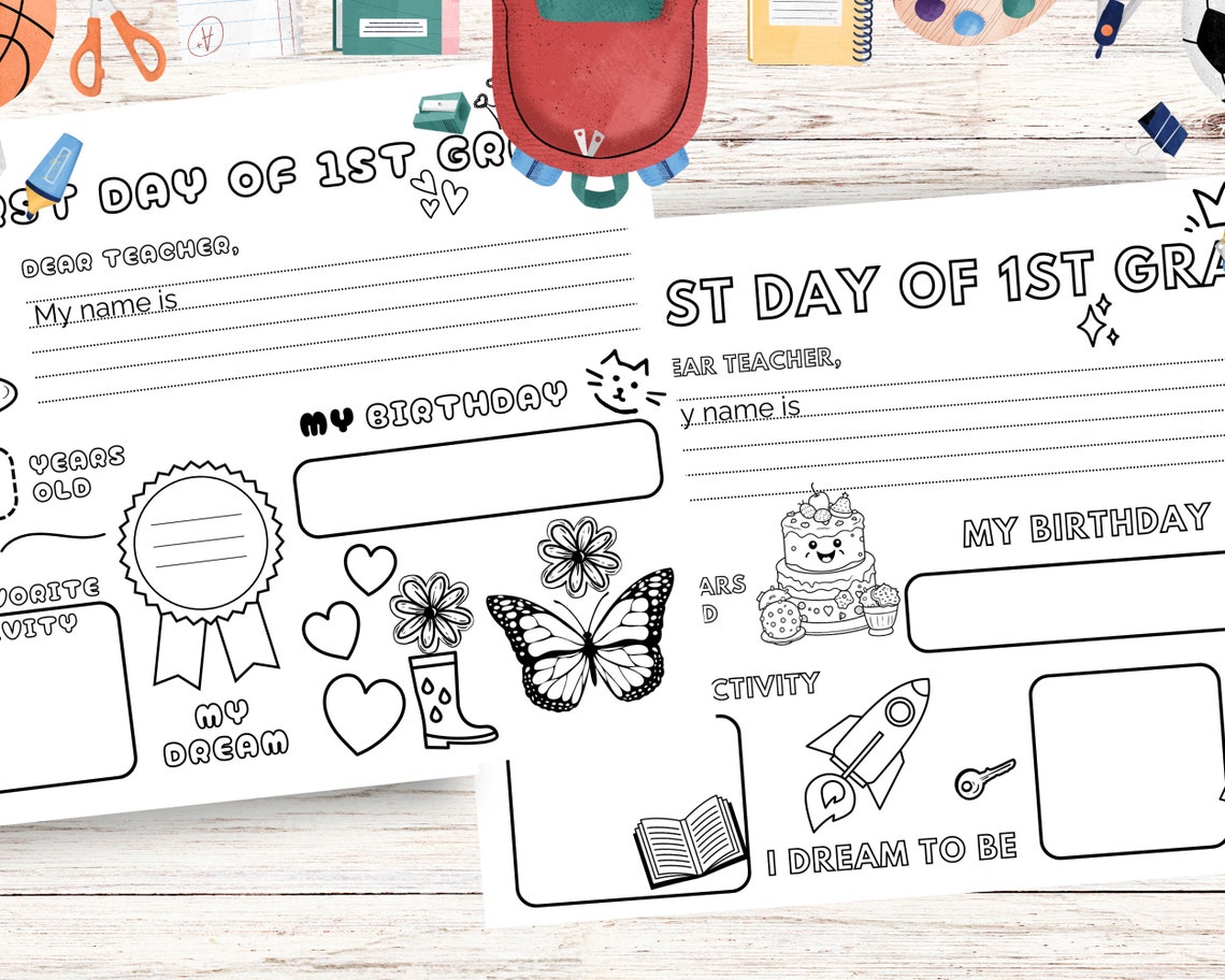 Editable Back to School Coloring Page Template / Canva Editable First ...