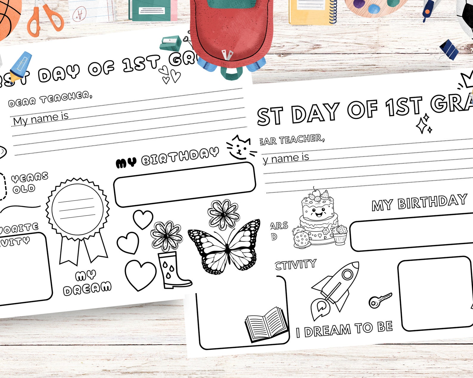 Editable Back to School Coloring Page Template / Canva Editable First ...
