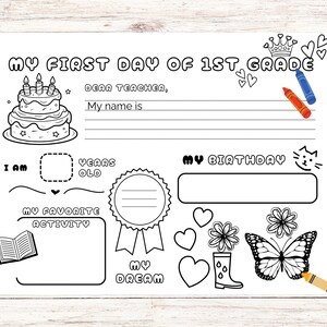 Editable Back to School Coloring Page Template / Canva Editable First ...