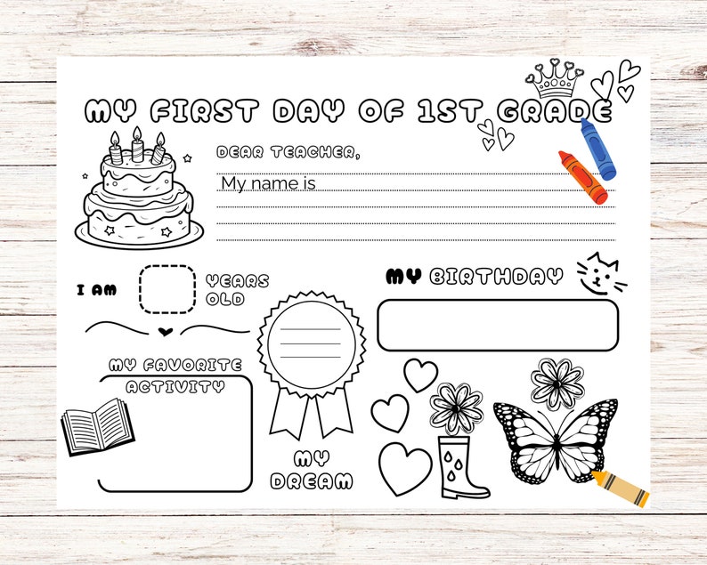 Editable Back to School Coloring Page Template / Canva Editable First ...