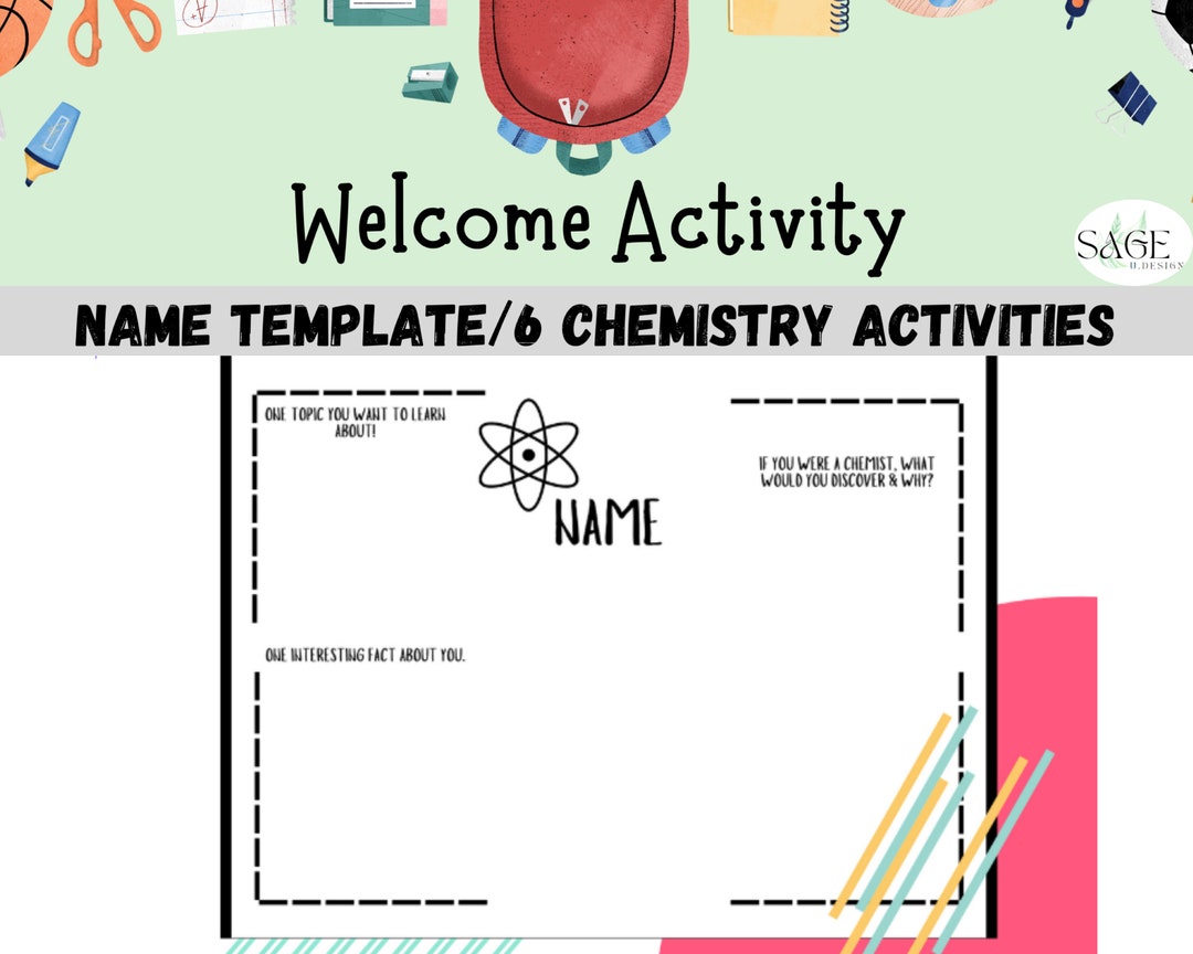 Editable Back to School Desk Name Plates / Chemistry Activities ...