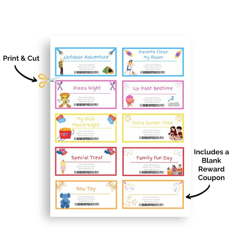 Printable Coupon Book for Kids | Printable Kids Reward Ideas | Reward ...