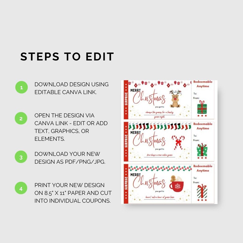 Editable Christmas Coupons for Kids I Christmas Coupon Template I ...